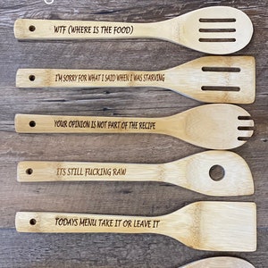 Personalized Funny Wooden Spoon Set,custom Kitchen Spoons,funny Spoon ...