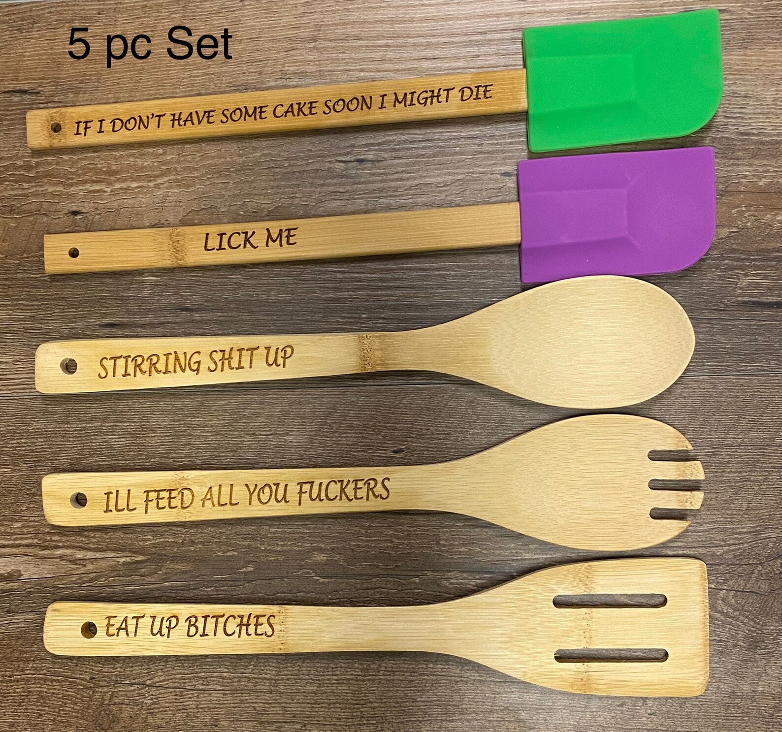 Personalized Funny Wooden Spoon Setcustom Kitchen - Etsy