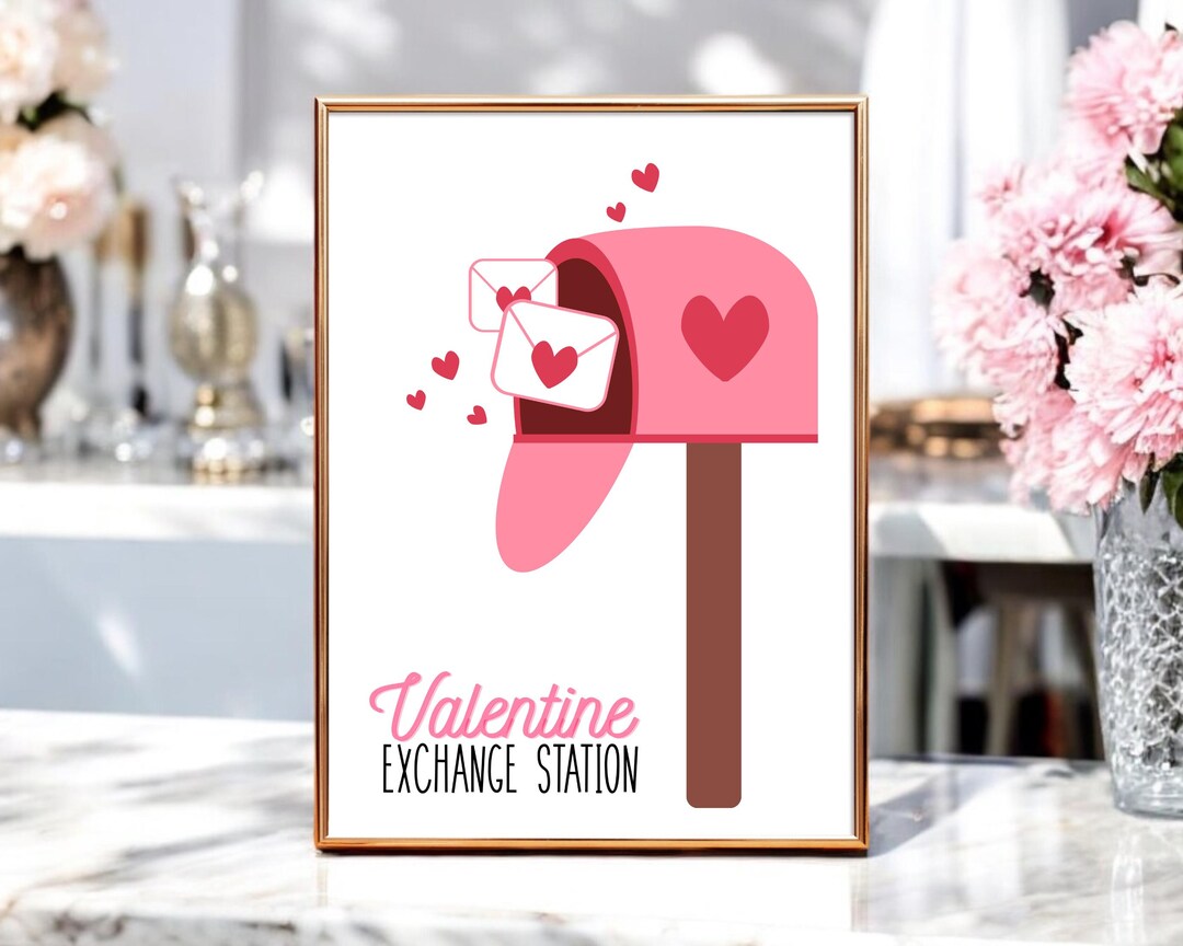 Valentines Day Card Exchange, Printable Card Swap Sign, Classroom Decor ...