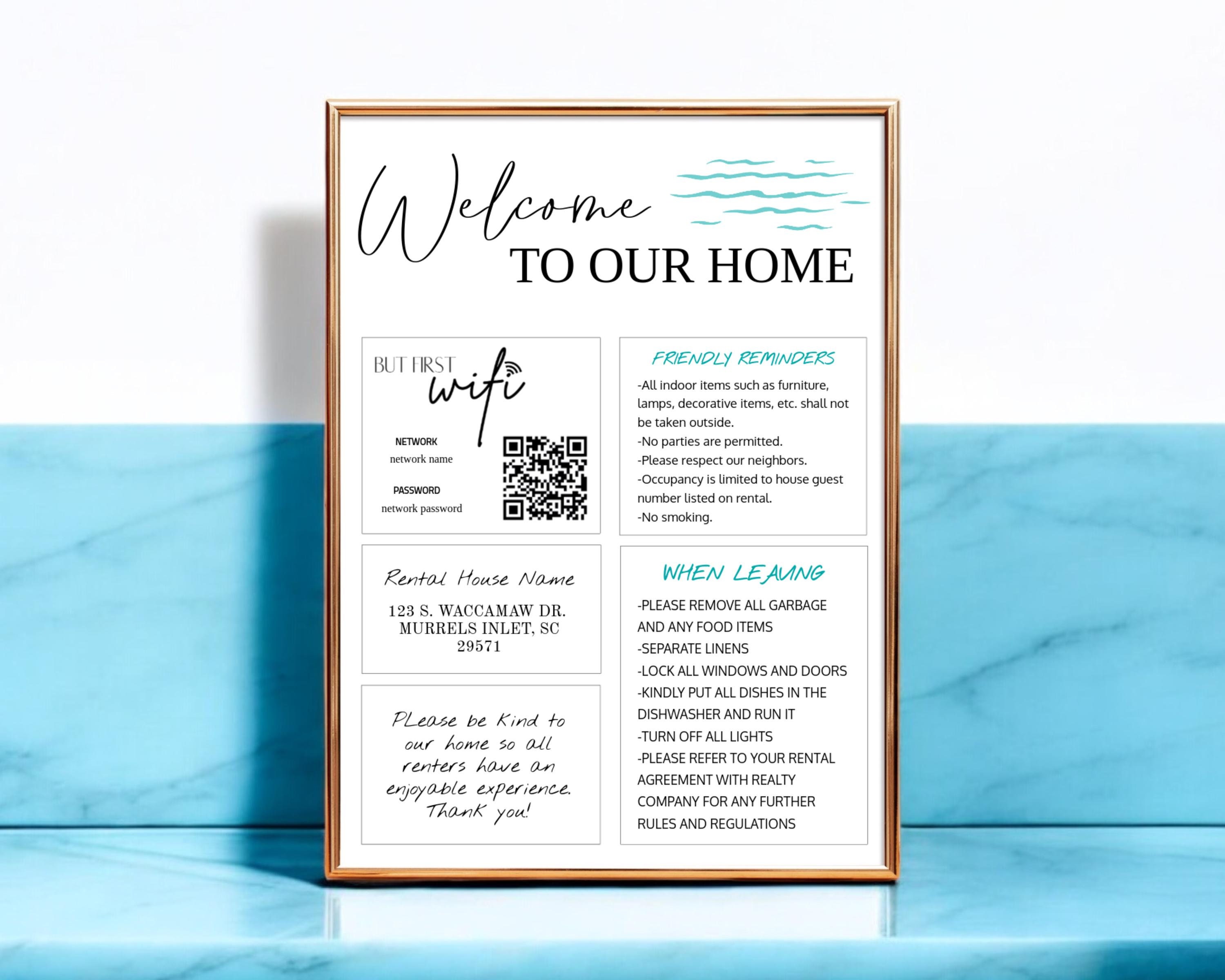 Beach House Welcome Sign, Editable Rental Instructions (digital ...