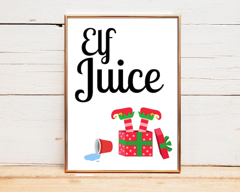 Printable Christmas Bar Sign, Elf Juice, Holiday Party Decor (digital ...