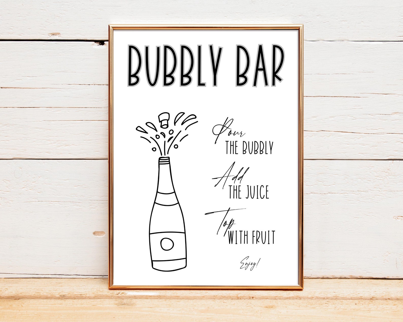 Printable Bubbly Bar Sign Mimosa Bar Champagne Bar Sign Printable ...
