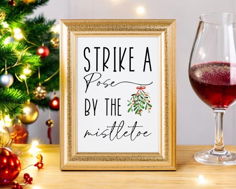 Printable Christmas Sign, Mistletoe Sign, Holiday Hosting Decor, Photo ...