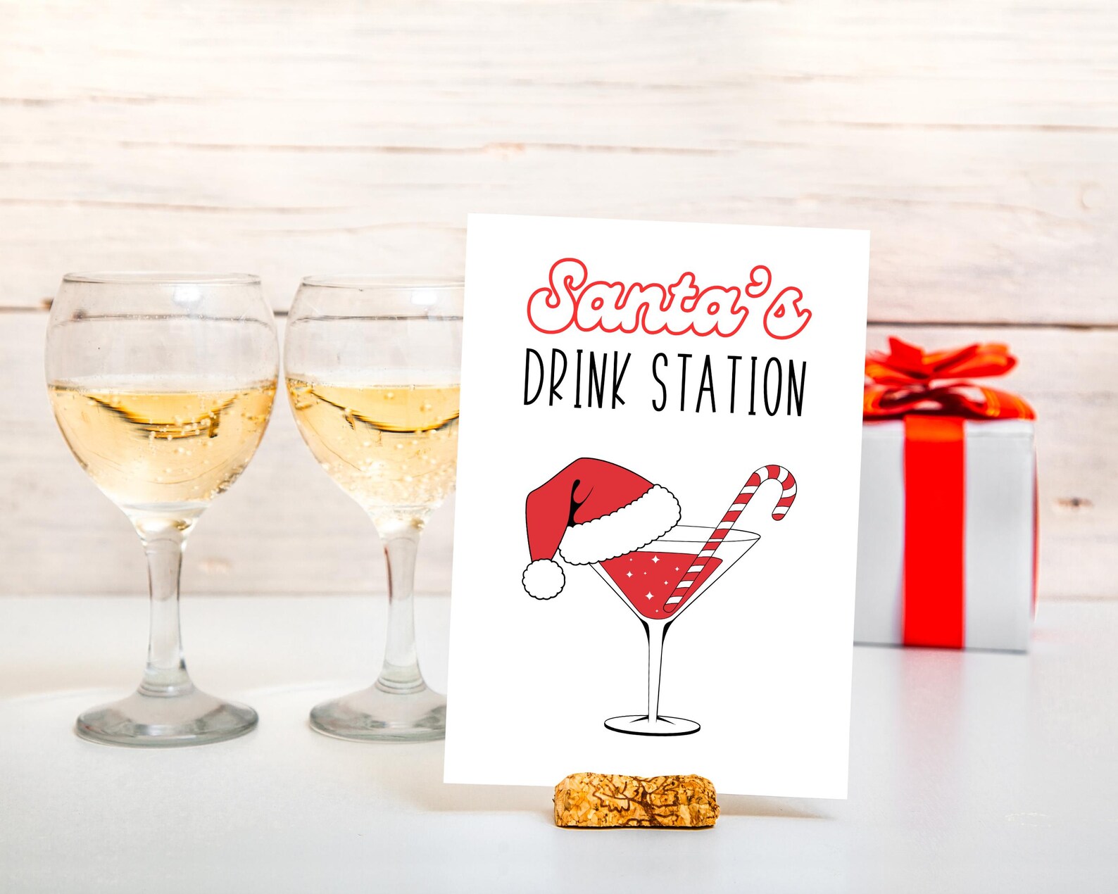 Santas Drink Station Sign, Printable Christmas Bar Decorations (digital ...