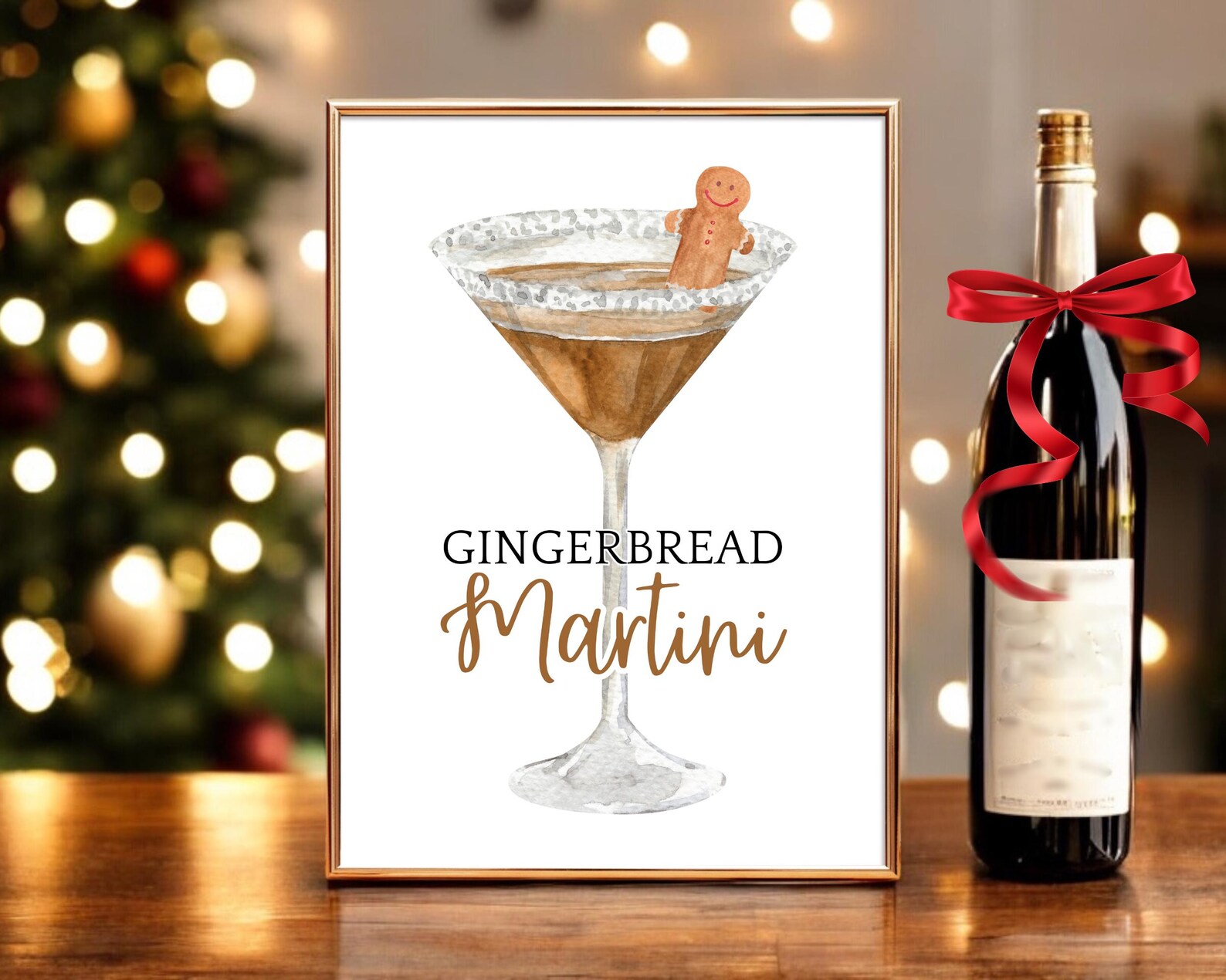 Printable Christmas Bar Sign, Gingerbread Martini, Christmas Table ...