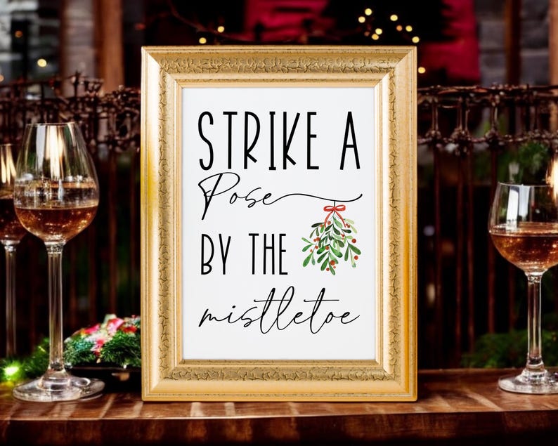 Printable Christmas Sign, Mistletoe Sign, Holiday Hosting Decor, Photo ...