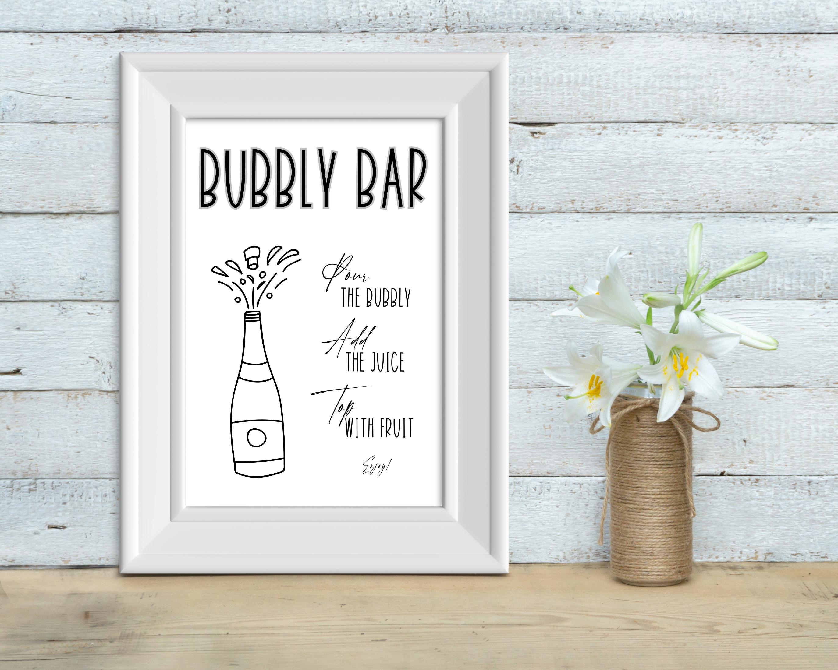 Printable Bubbly Bar Sign Mimosa Bar Champagne Bar Sign Printable ...