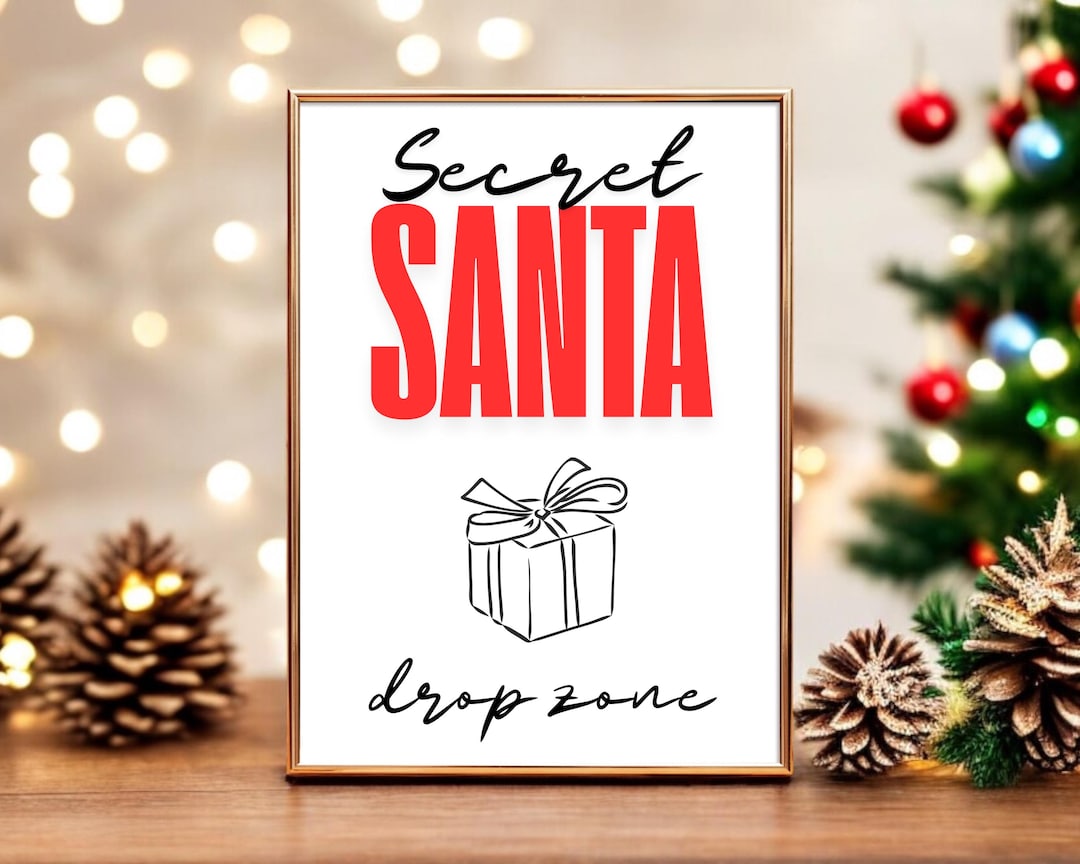 Secret Santa Present Drop off Sign, Printable Christmas Sign, Holiday ...