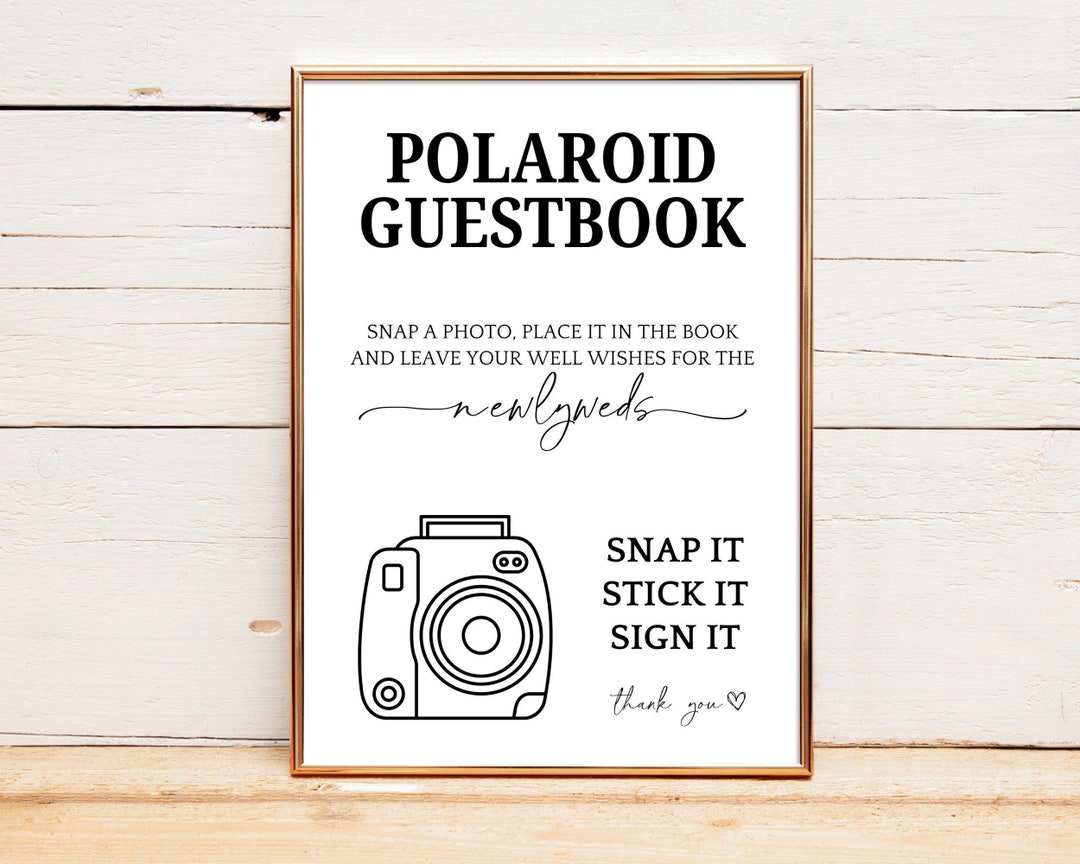 Polaroid Guest Book Sign Printable Wedding Sign Digital Download ...