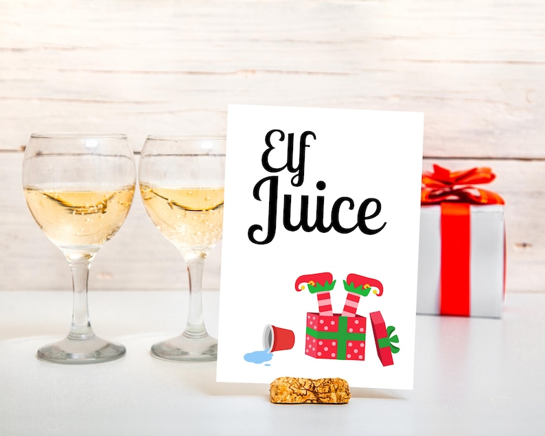 Printable Christmas Bar Sign, Elf Juice, Holiday Party Decor (digital ...
