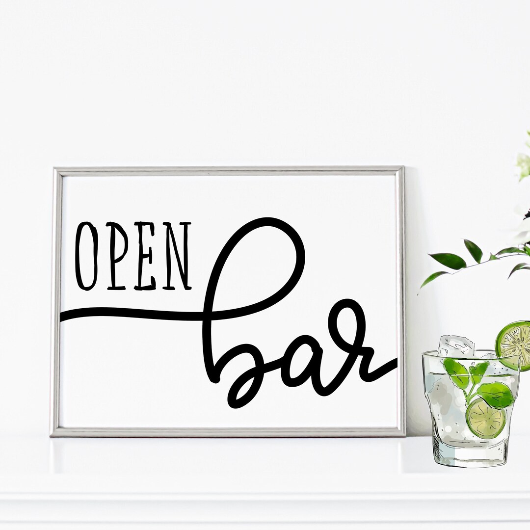 Printable Open Bar Sign Printable Wedding Signs Bar Sign Bar Decor ...