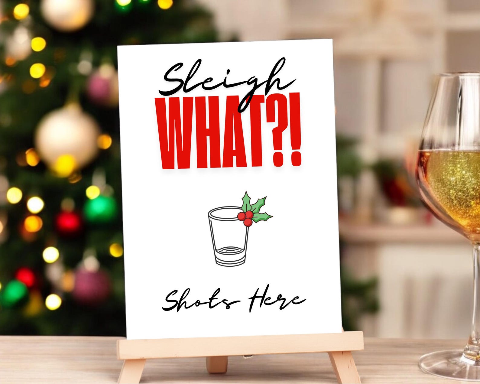 Printable Christmas Bar Sign, Sleigh What, Christmas Bar Decor, Holiday ...