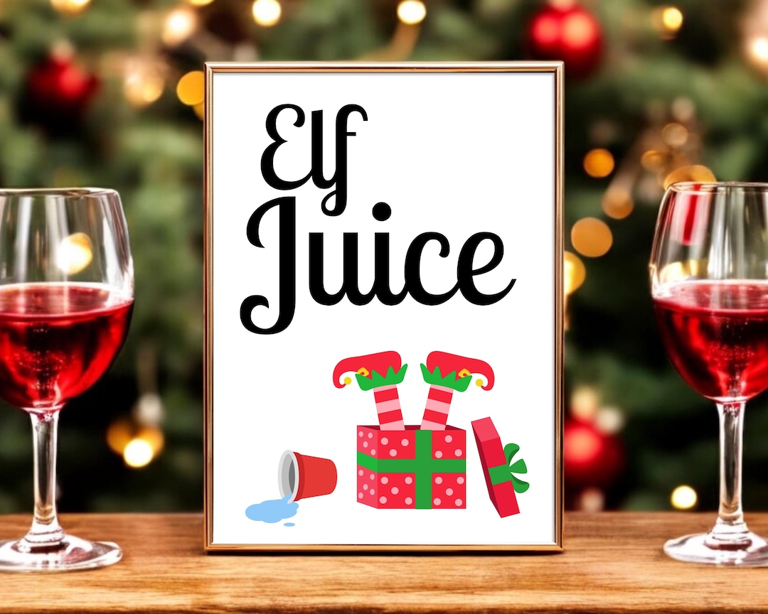 Printable Christmas Bar Sign, Elf Juice Sign, Christmas Party ...