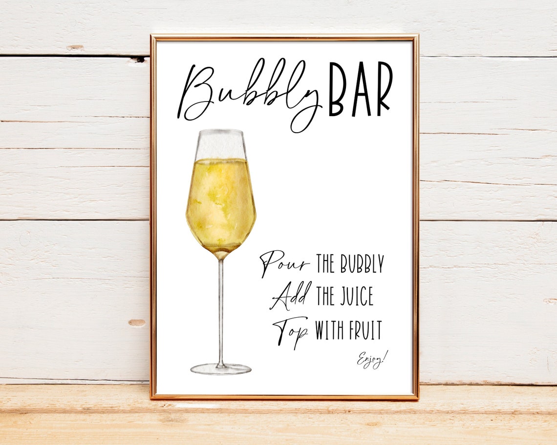 Printable Bubbly Bar Sign: Wedding Mimosa Bar Decor (digital Download ...
