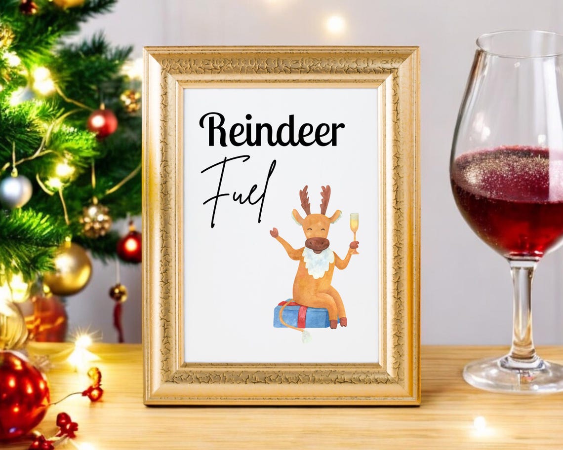 Printable Christmas Bar Sign, Reindeer Fuel, Christmas Hosting Decor ...