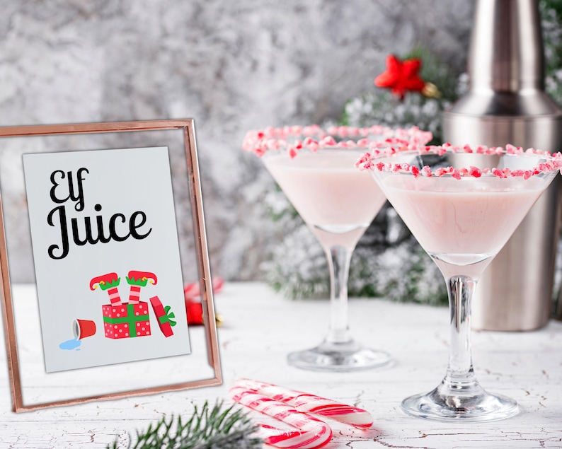 Printable Christmas Bar Sign, Elf Juice, Holiday Party Decor (digital ...
