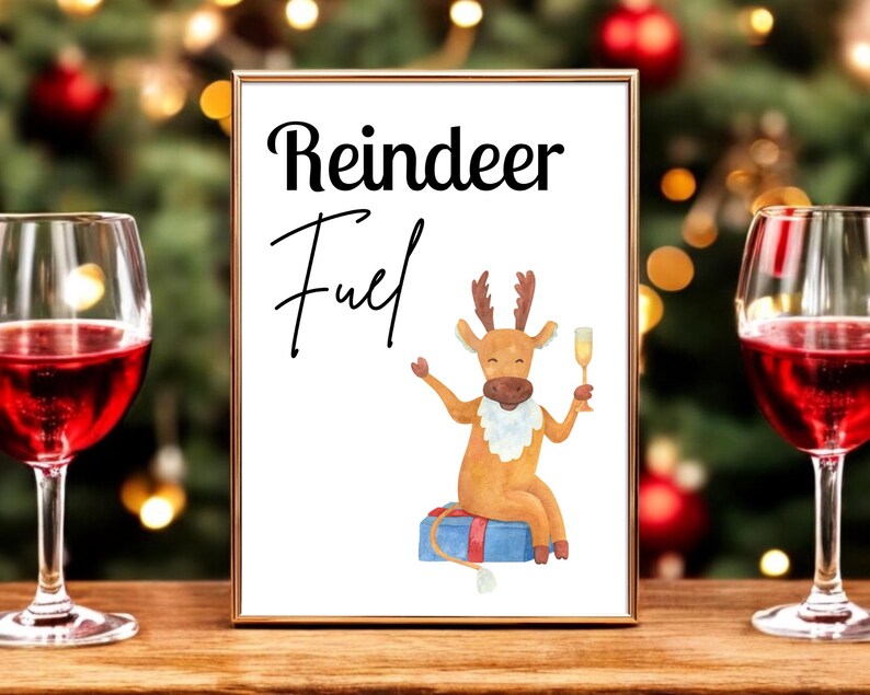 Printable Christmas Bar Sign, Reindeer Fuel, Christmas Hosting Decor ...