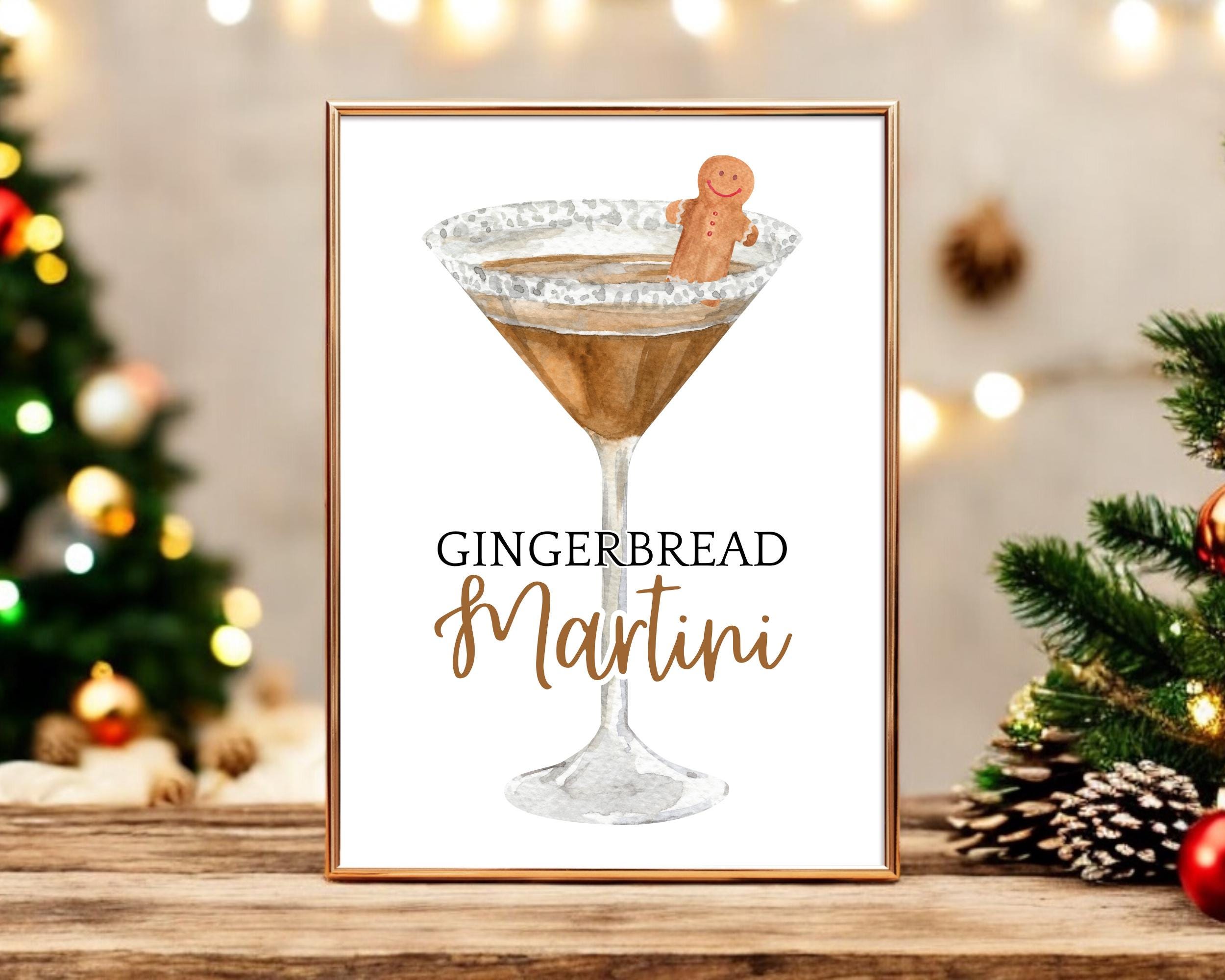 Printable Christmas Bar Sign, Gingerbread Martini, Christmas Table ...