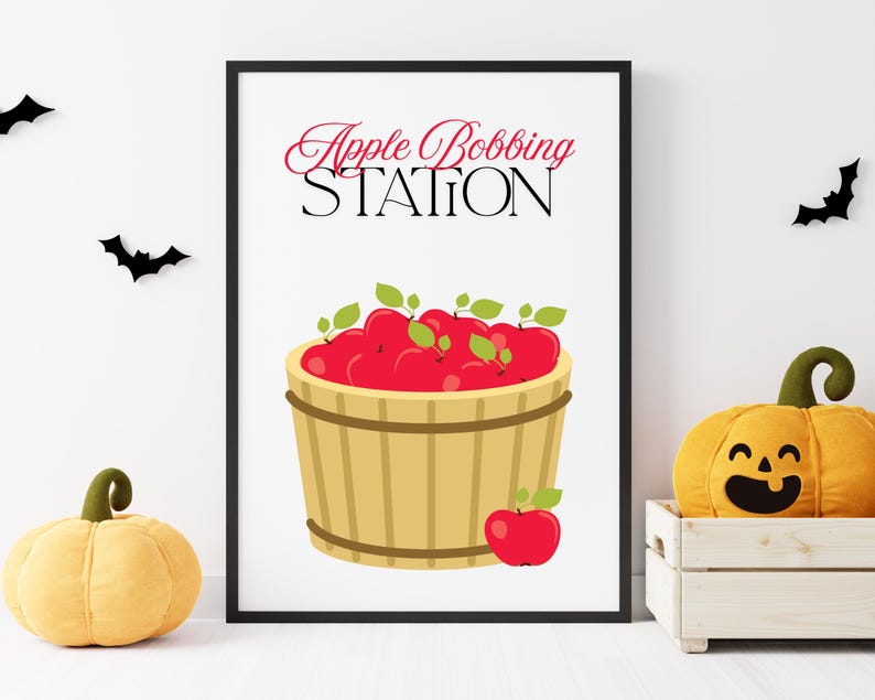 Apple Bobbing Station Sign, Printable Fall Decorations (digital ...