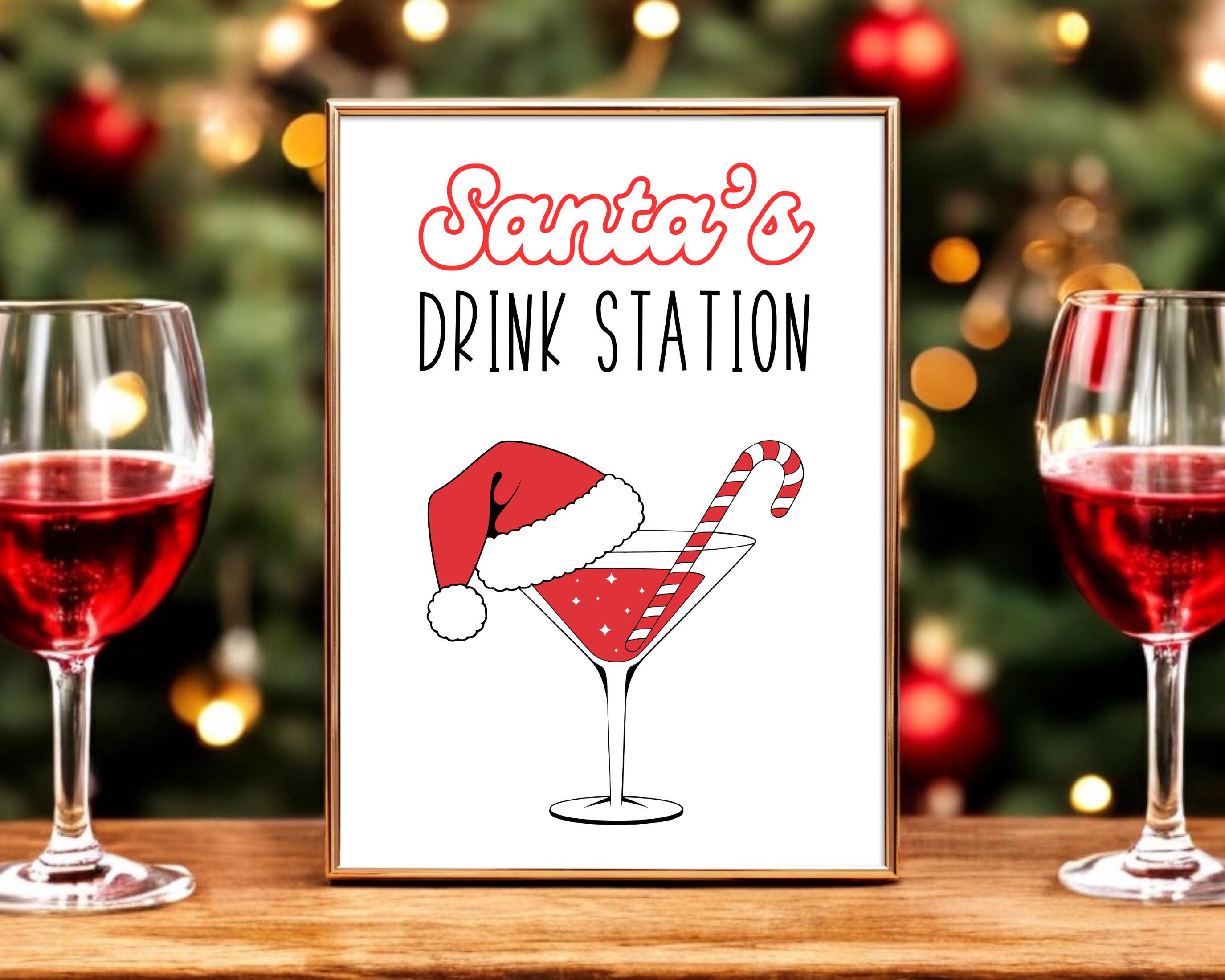 Santas Drink Station Sign, Printable Christmas Bar Decorations (digital ...