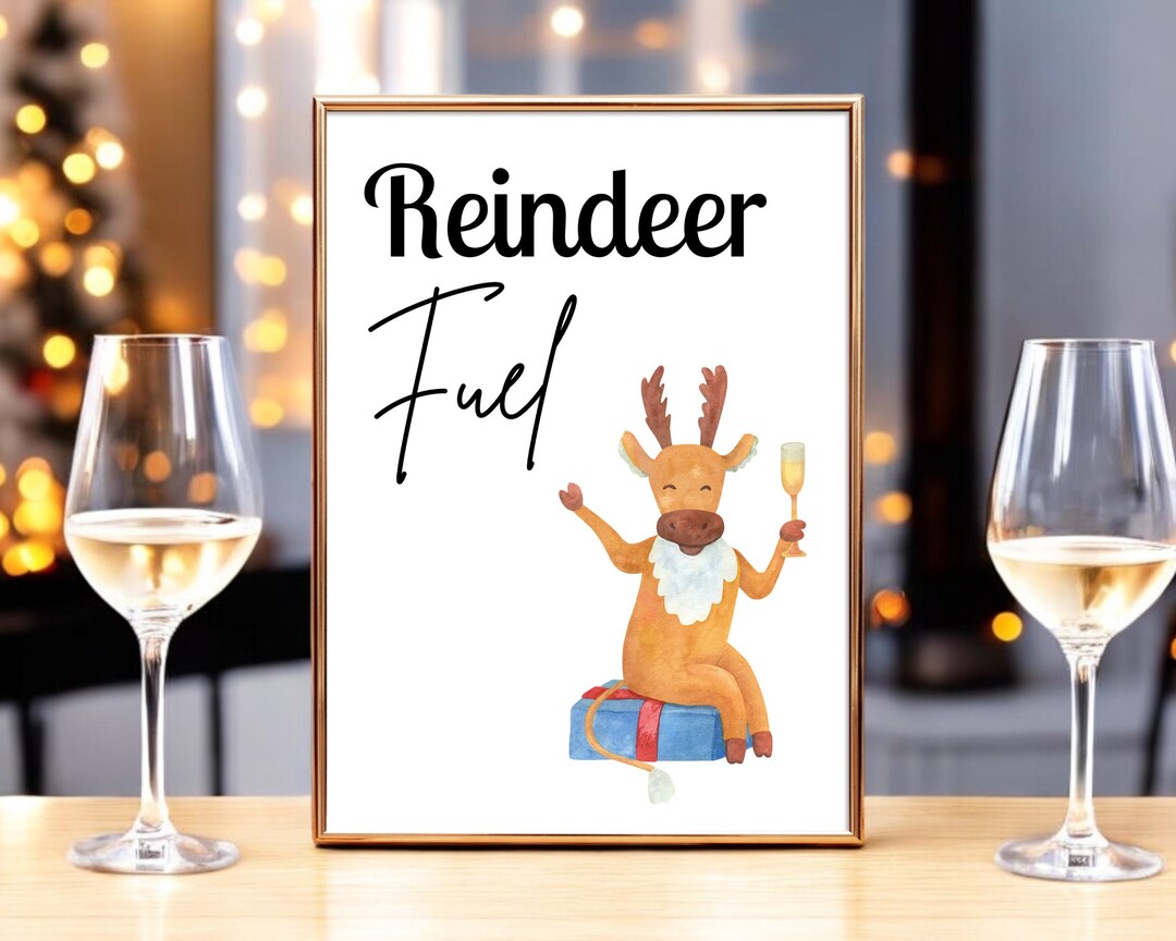 Printable Christmas Party Drink Sign, Reindeer Sign, Christmas Party ...
