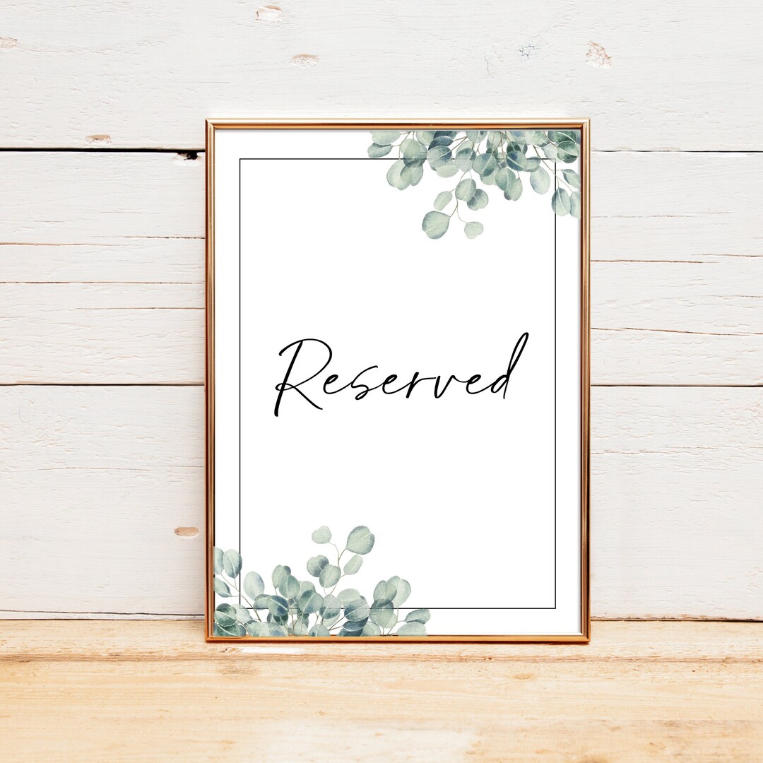 Reserved Sign Printable Wedding Reception Ceremony Sign Printable ...
