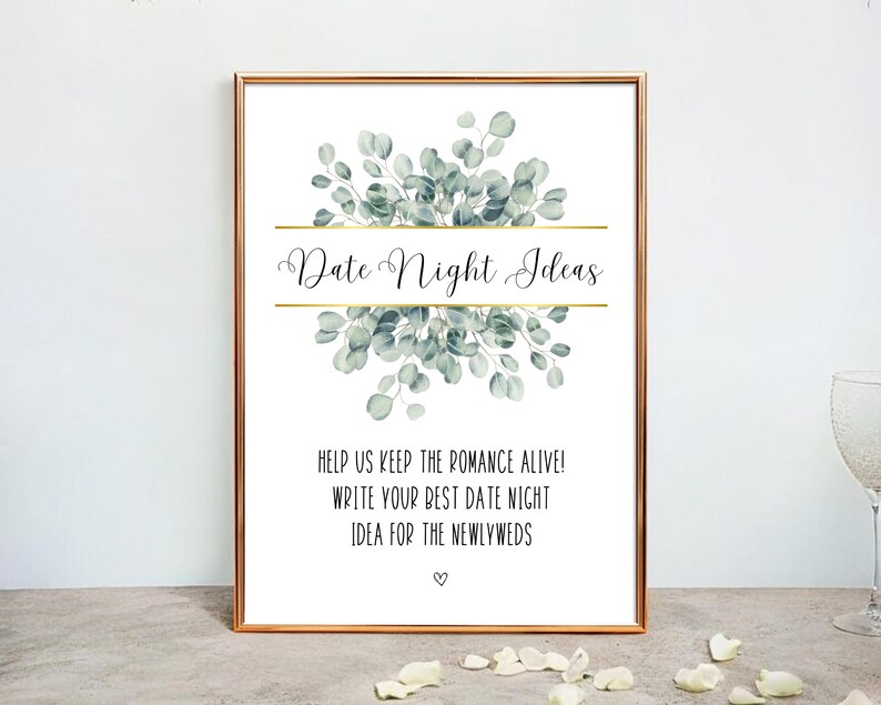 Date Night Ideas Wedding Sign: Printable Table Decor (digital Download ...