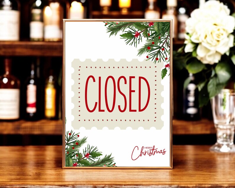Printable Christmas Closed Sign, Holiday Business Decor (digital ...