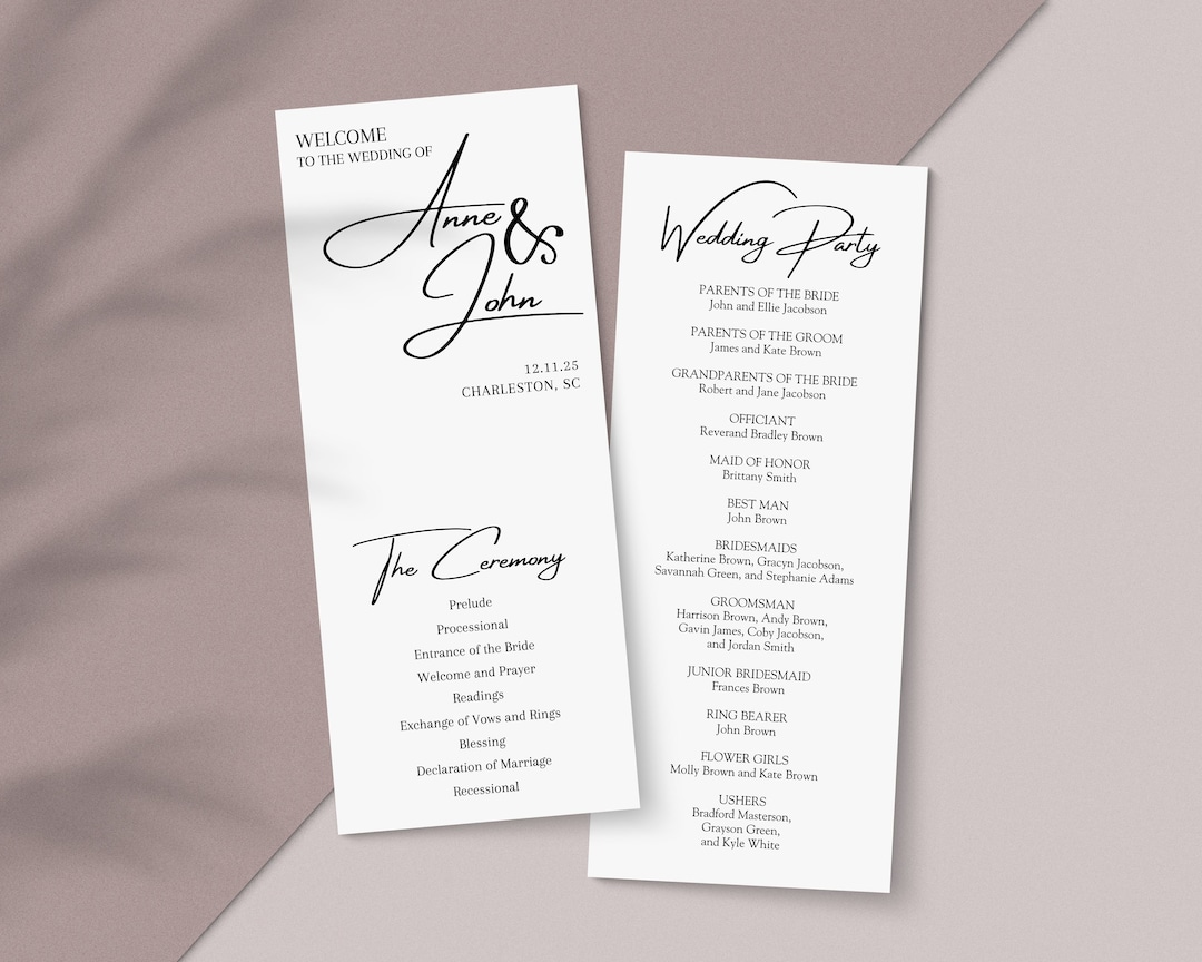 Customizable Wedding Program Template | Canva Template | Easy-to-edit ...