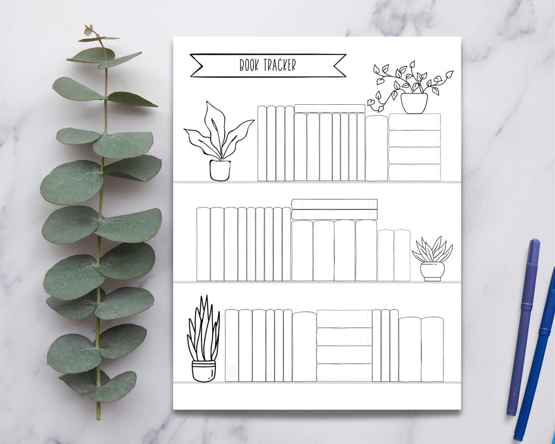 Printable Bookshelf Reading Tracker: Color-in Book Log (digital ...