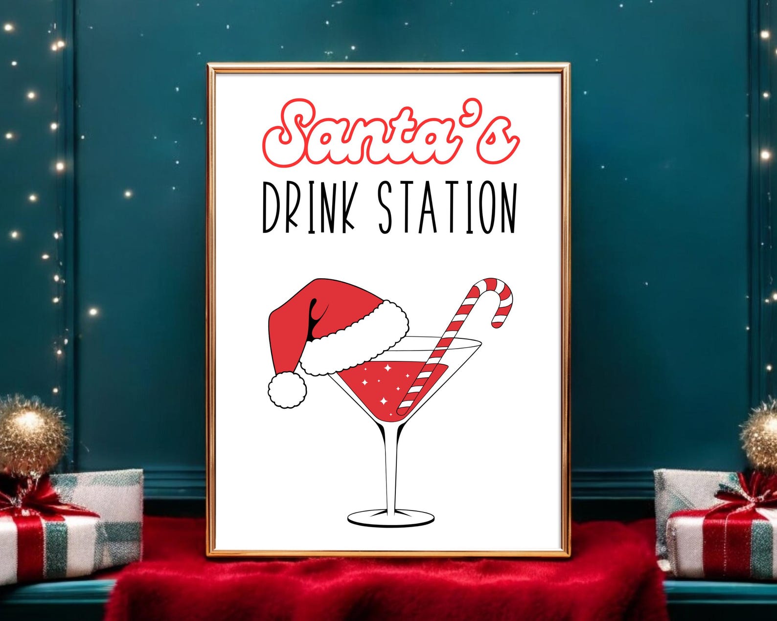Santas Drink Station Sign, Printable Christmas Bar Decorations (digital ...