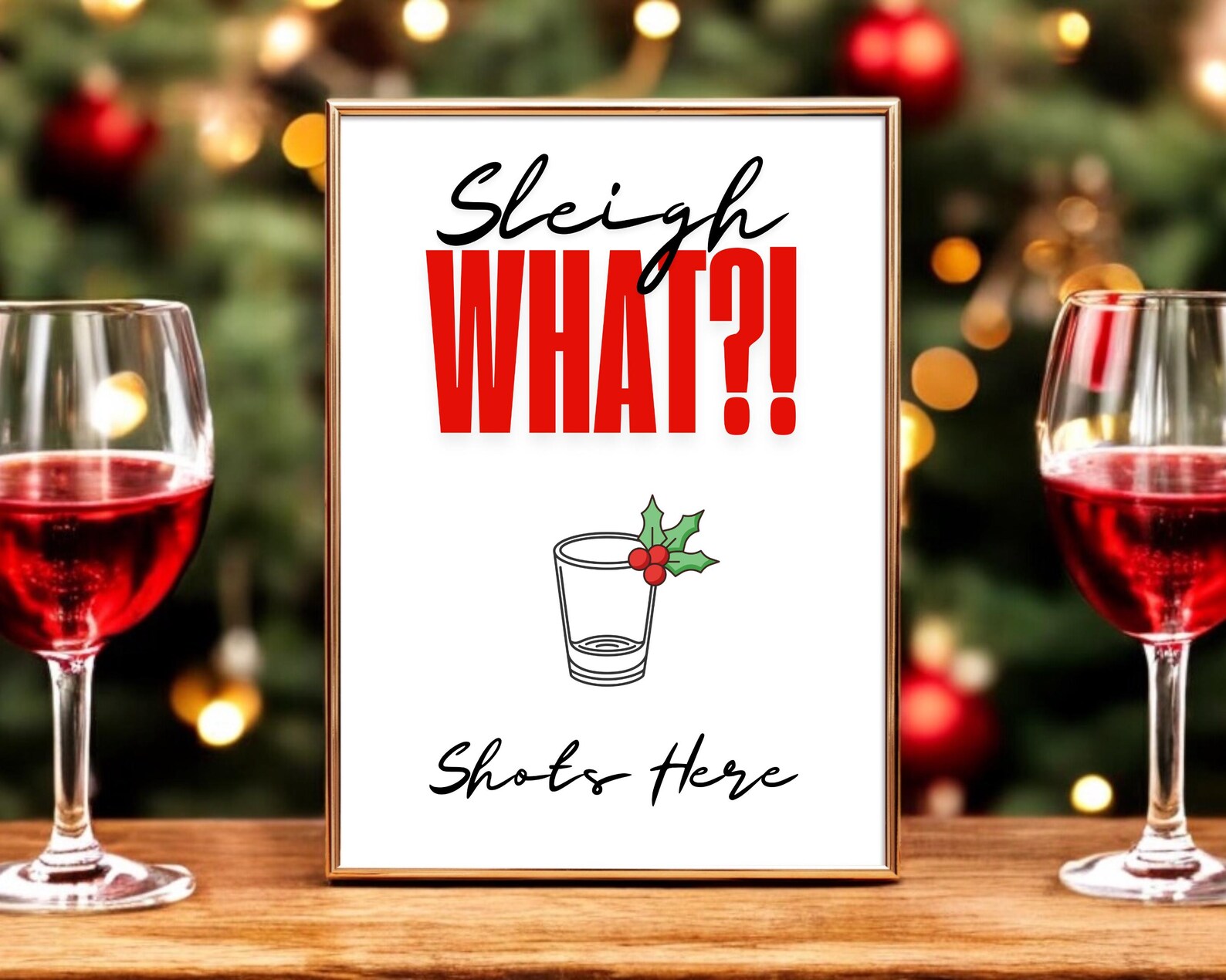 Printable Christmas Bar Sign, Sleigh What, Christmas Bar Decor, Holiday ...