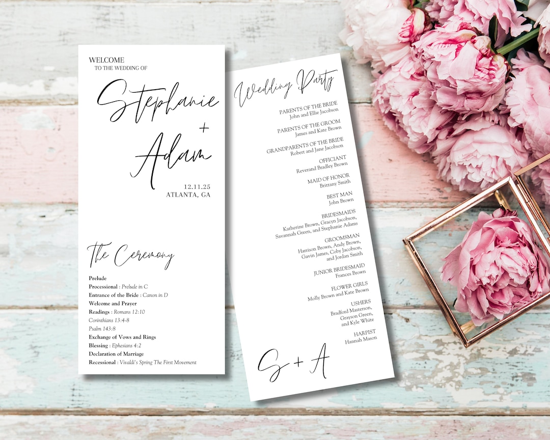 Customizable Wedding Program Template | Canva Template | Easy-to-edit ...
