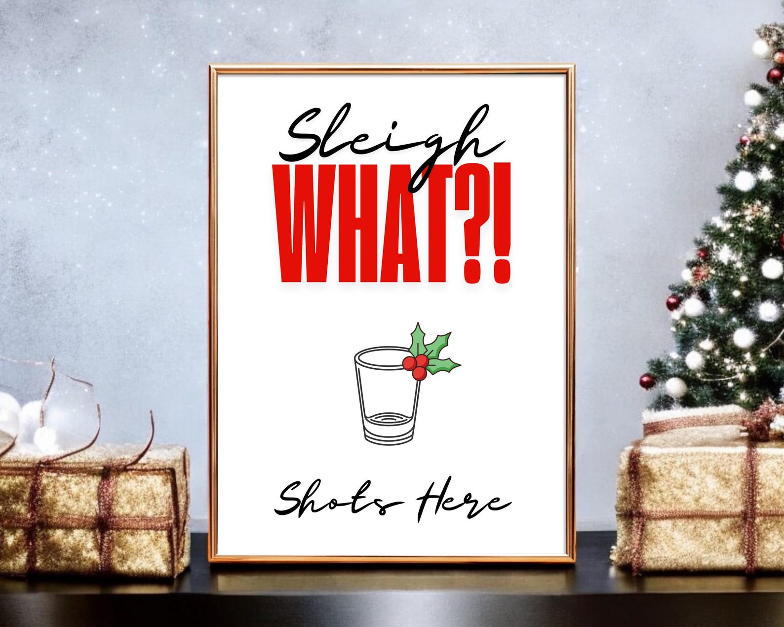 Printable Christmas Bar Sign, Sleigh What, Christmas Bar Decor, Holiday ...