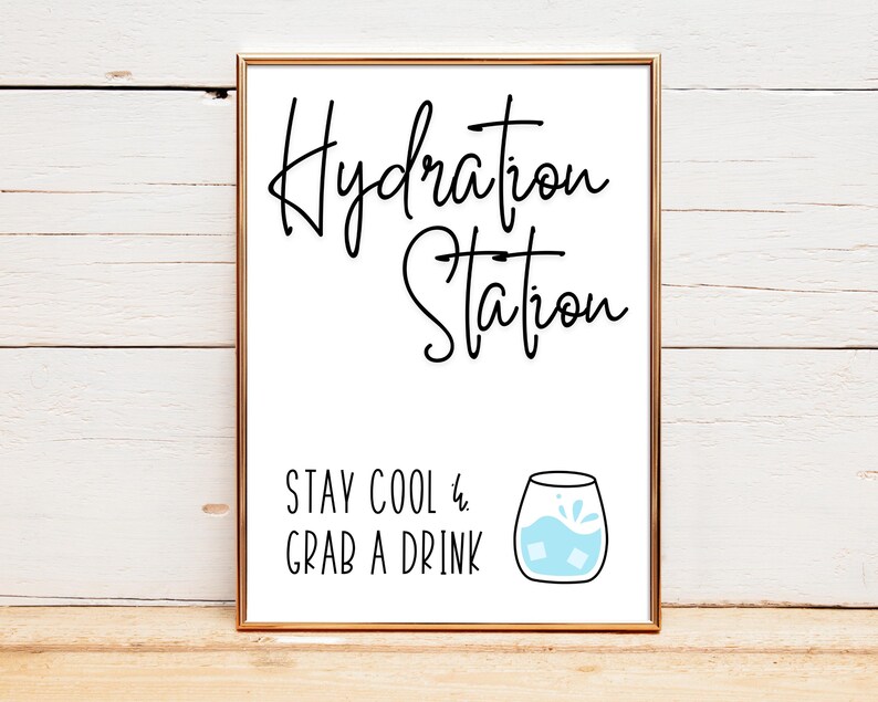 Hydration Station Sign, Elegant Wedding Water Cooler Printable (digital ...