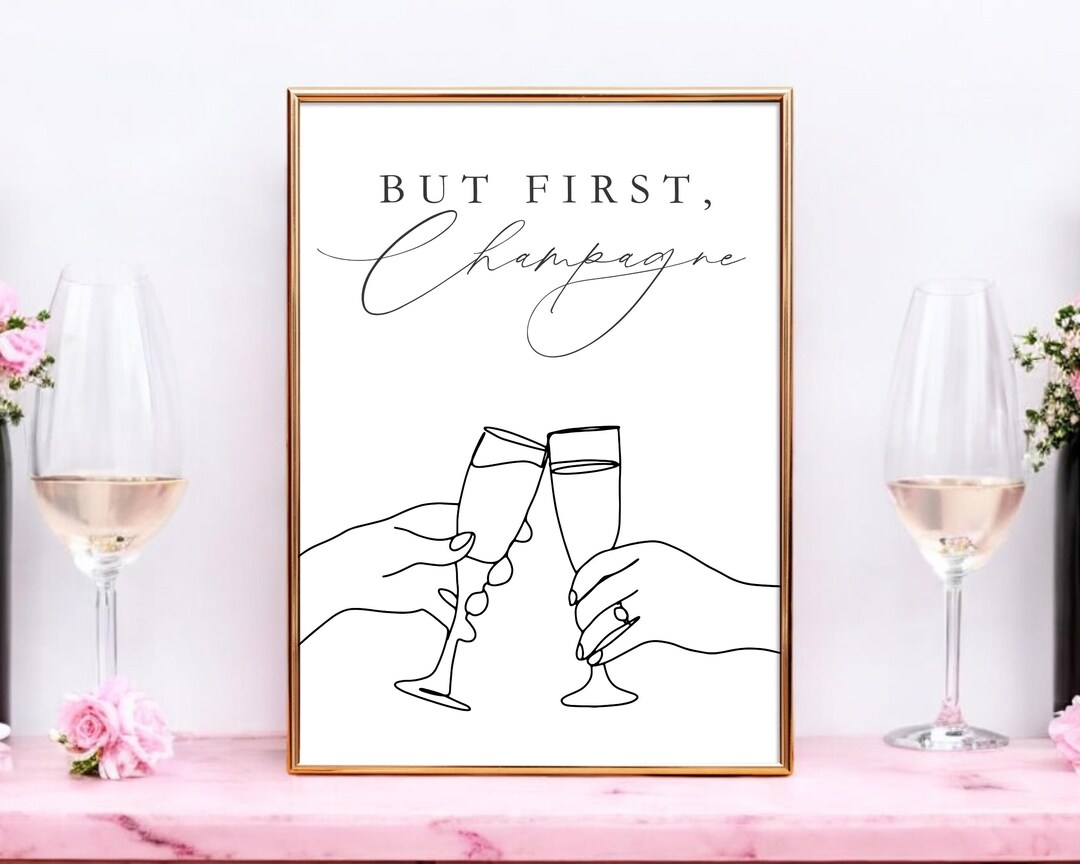 Champagne Station Sign, Printable Wedding Decor, Elegant Bar Sign ...
