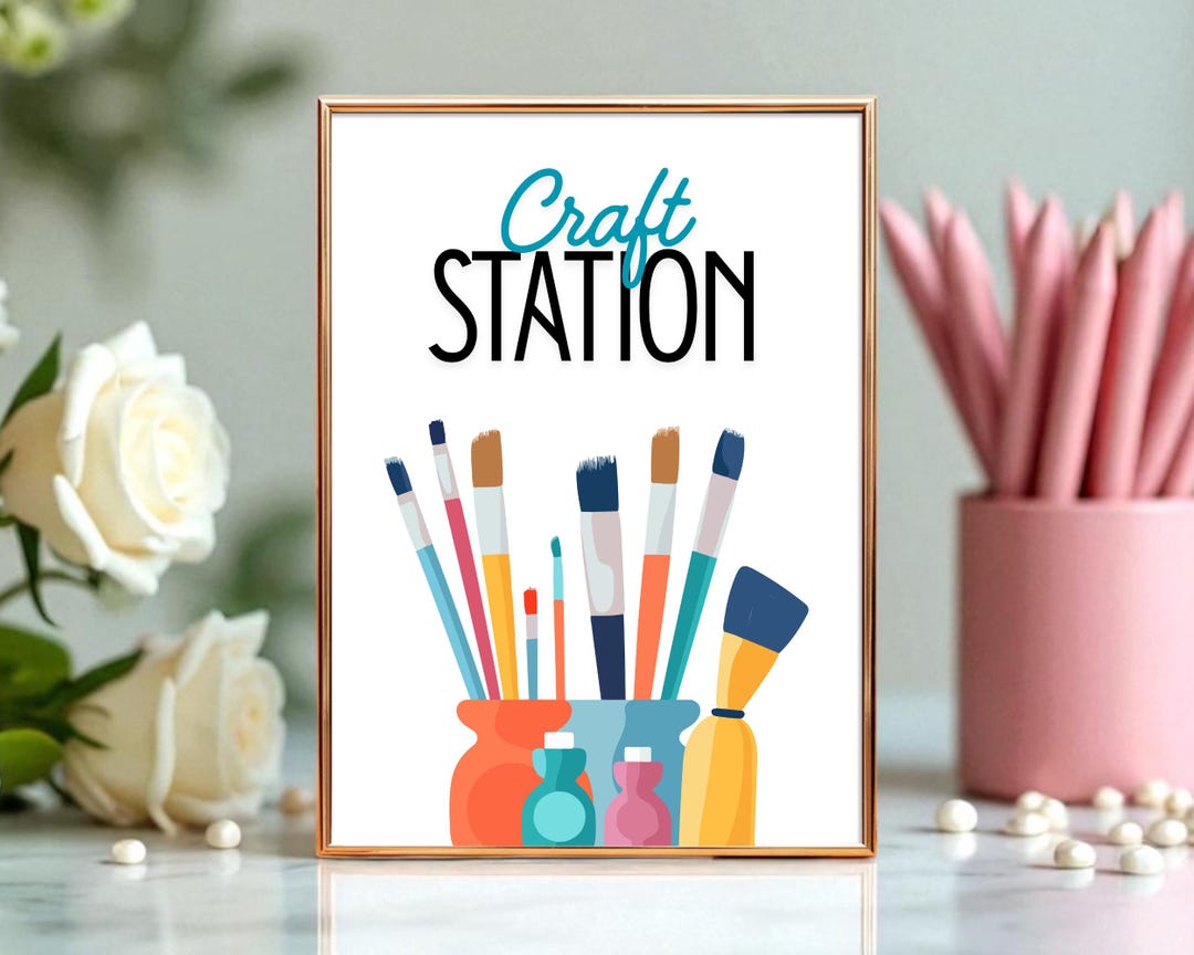 Craft Station Sign Printable, Kids Activity Table Sign, Art Party Decor ...