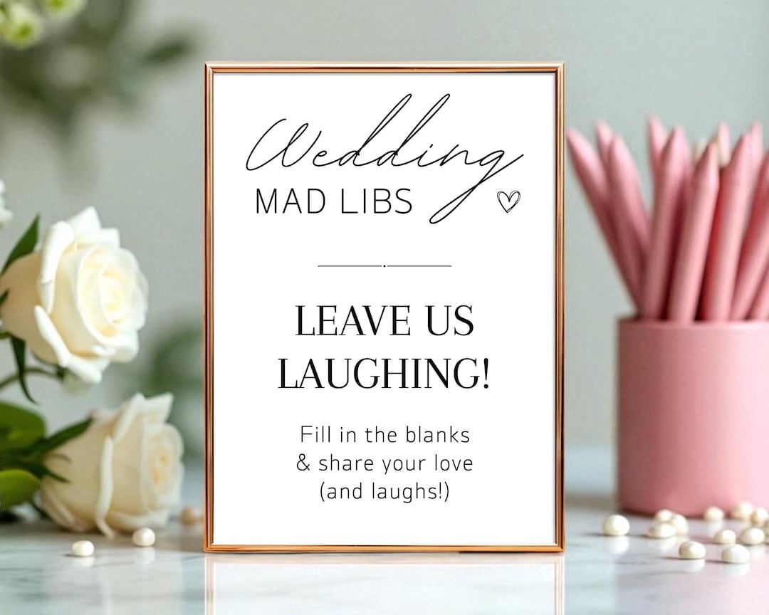 Wedding Mad Libs Sign Printable: Modern Minimalist Table Decor (digital ...