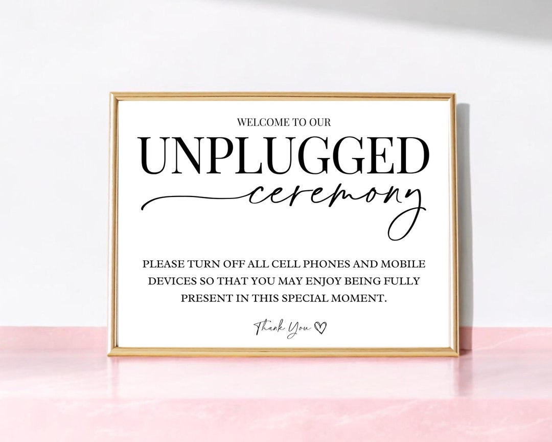 Printable Unplugged Ceremony Sign: Wedding Decor (digital Download) - Etsy