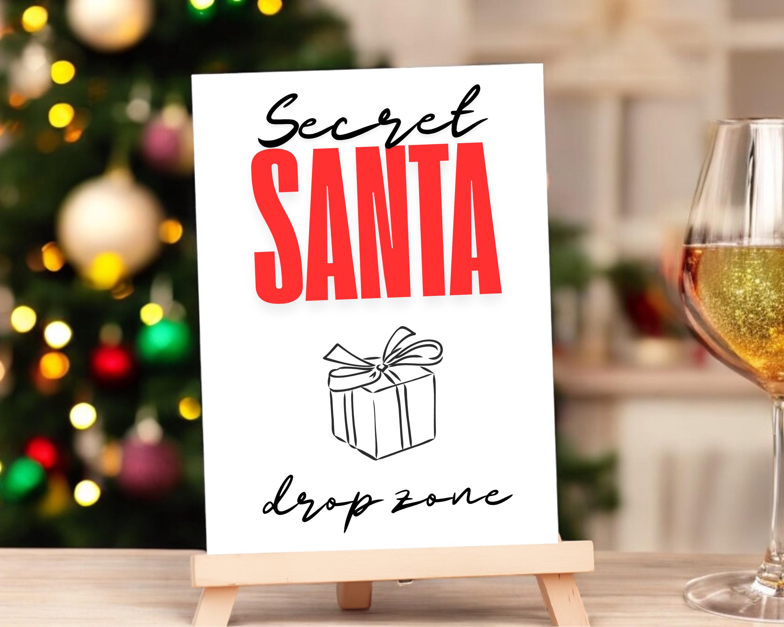 Secret Santa Drop off Sign, Printable Christmas Party Decor (digital ...