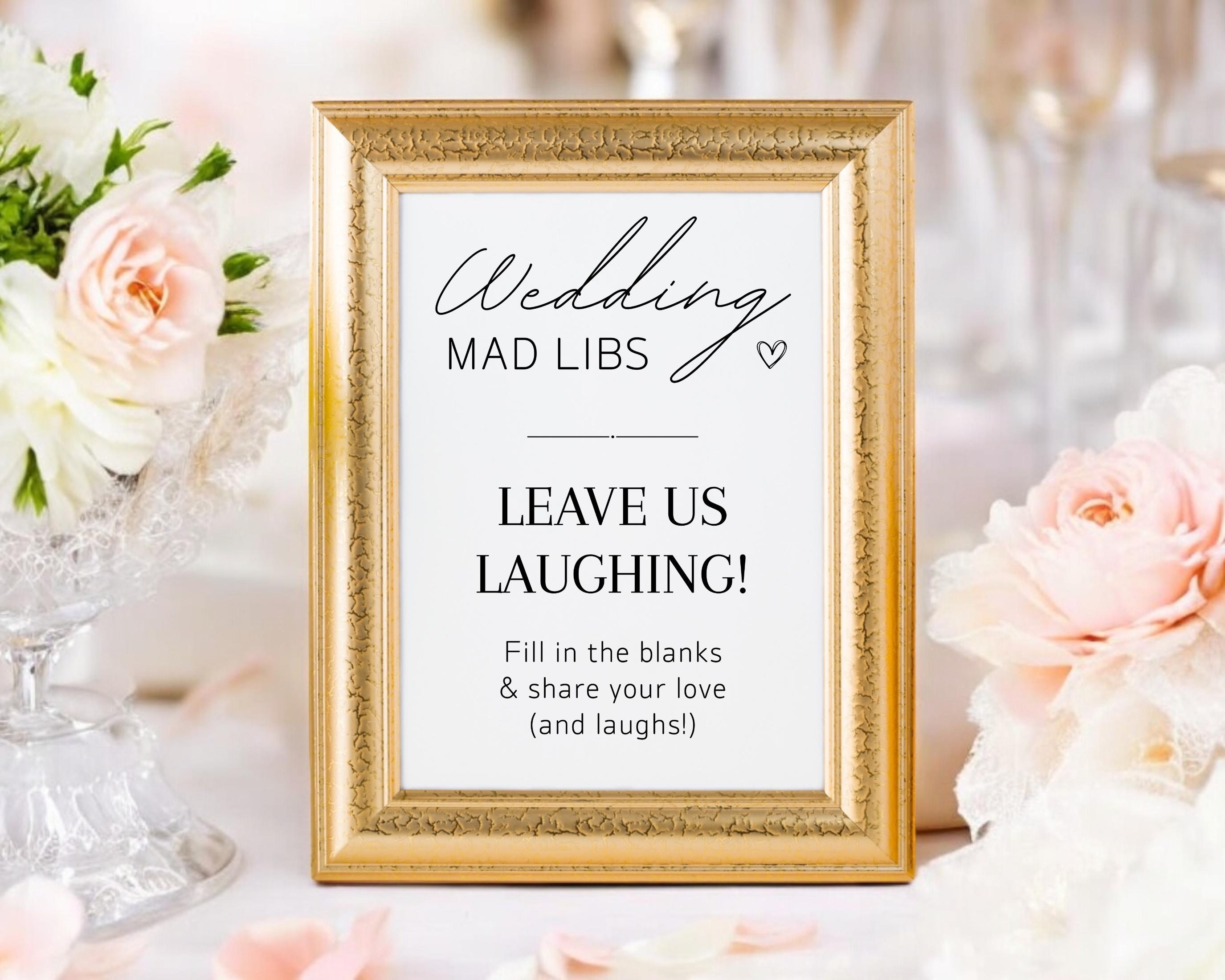 Wedding Mad Libs Sign Printable: Modern Minimalist Table Decor (digital ...