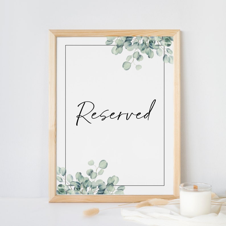 Reserved Sign Printable Wedding Reception Ceremony Sign Printable ...