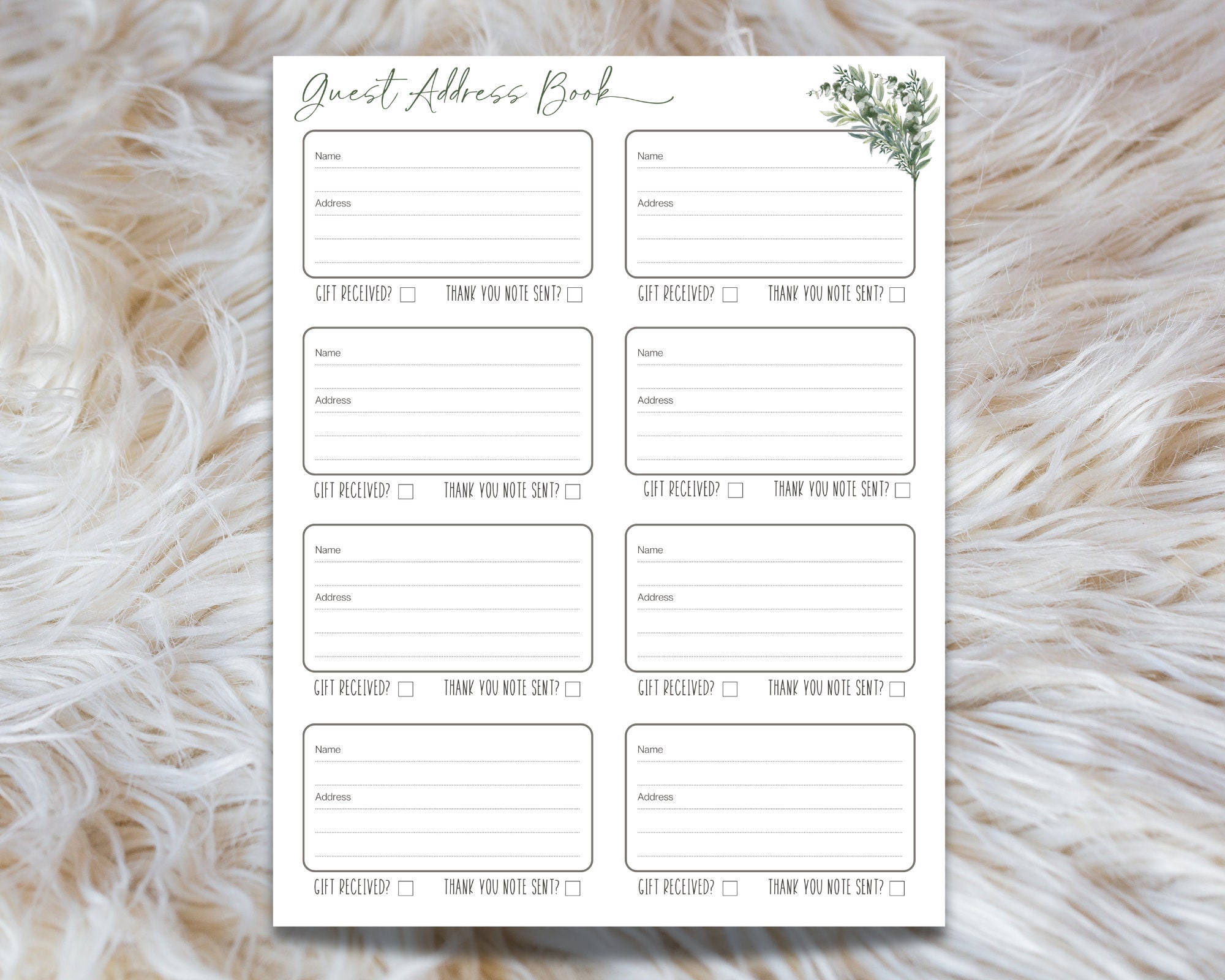Wedding Guest Address Book Printable (digital Download) - Etsy
