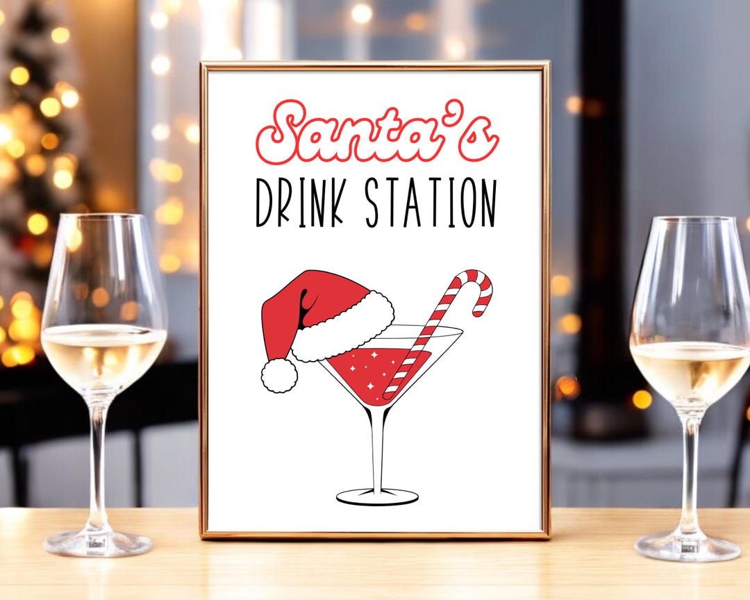 Printable Christmas Sign, Santas Drink Station, Christmas Table ...