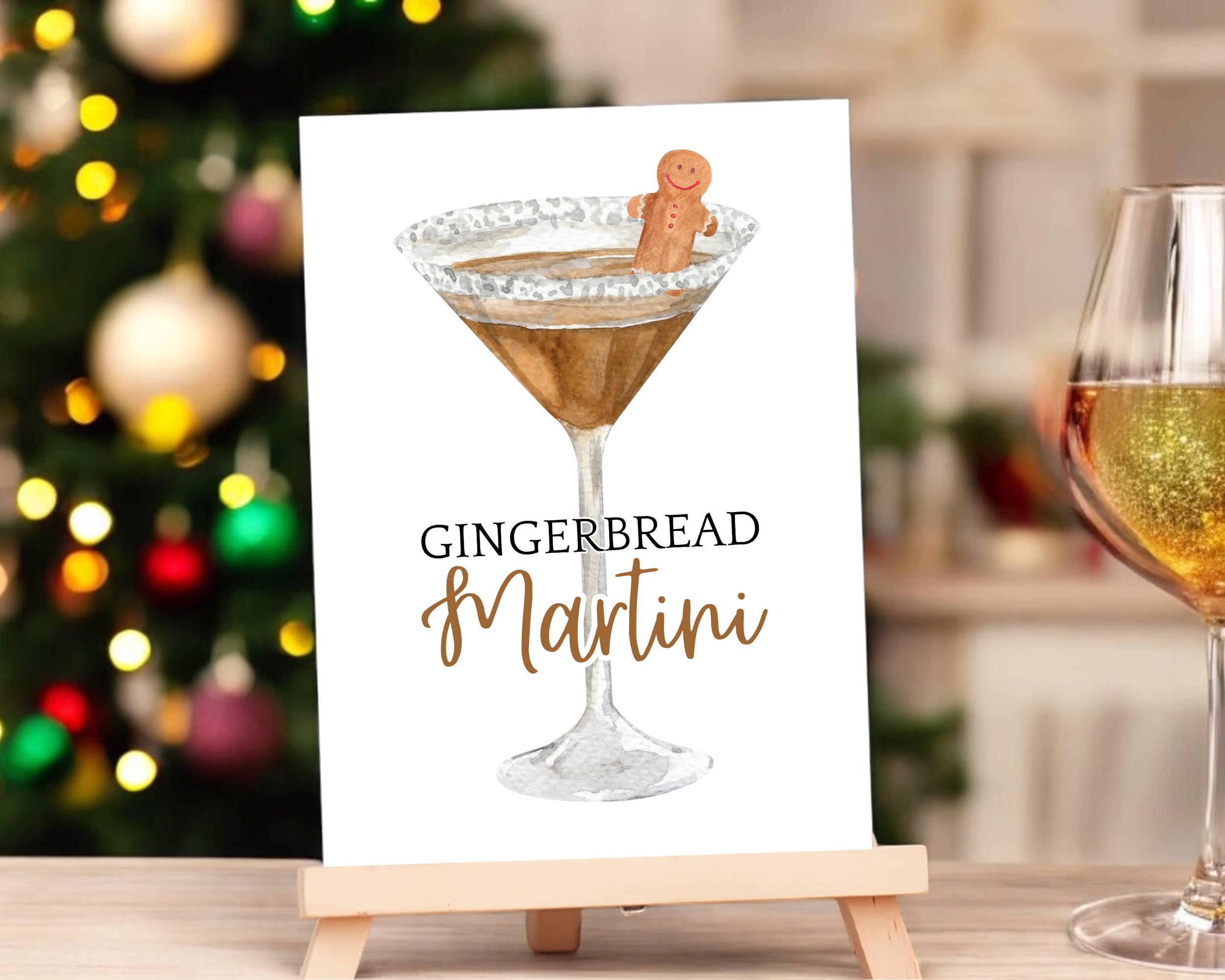 Printable Christmas Bar Sign, Gingerbread Martini, Christmas Table ...