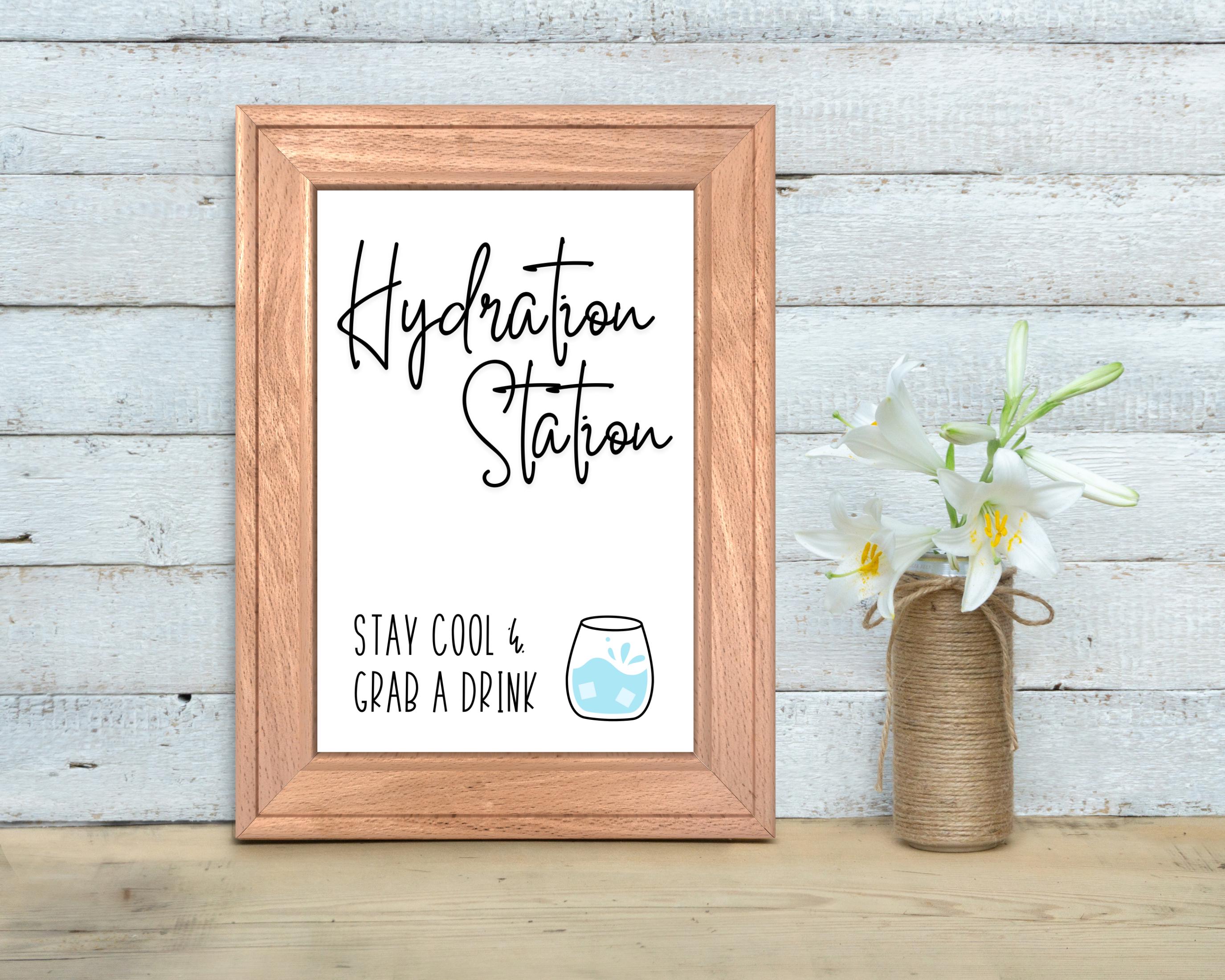 Hydration Station Sign, Elegant Wedding Water Cooler Printable (digital ...