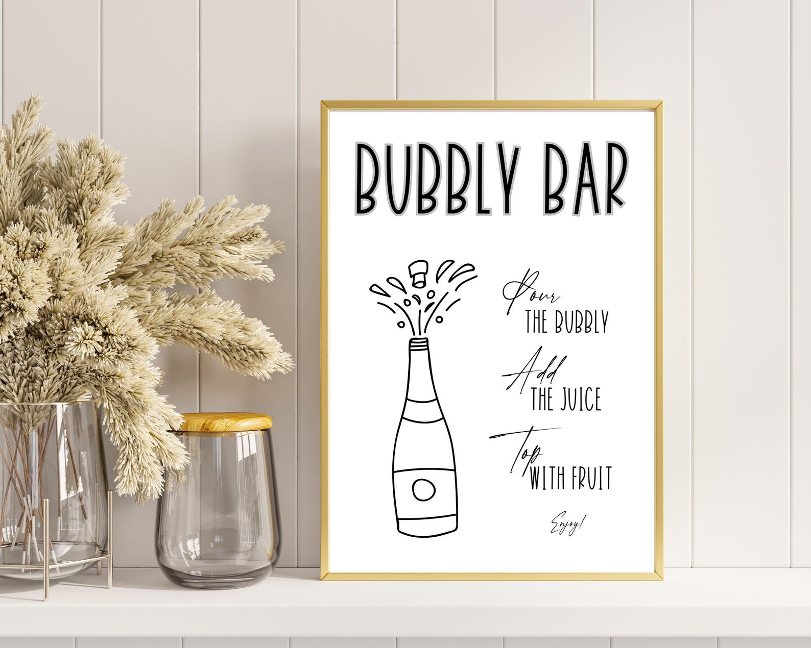 Printable Bubbly Bar Sign Mimosa Bar Champagne Bar Sign Printable ...