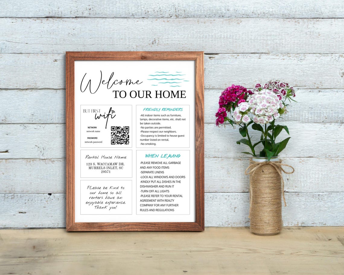Rental House Welcome Sign Beach House Rental Sign Editable Template ...