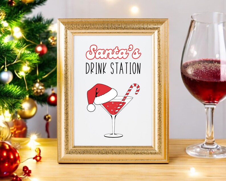 Santas Drink Station Sign, Printable Christmas Bar Decorations (digital ...