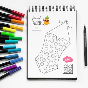 Printable Mood Tracker, Coloring Tracker, Digital Journal, Self Care ...